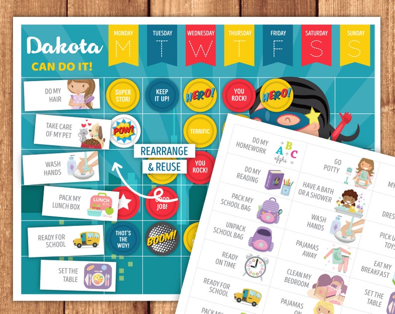 Chore Chart or Reward Chart Superhero Theme Printable | Etsy España