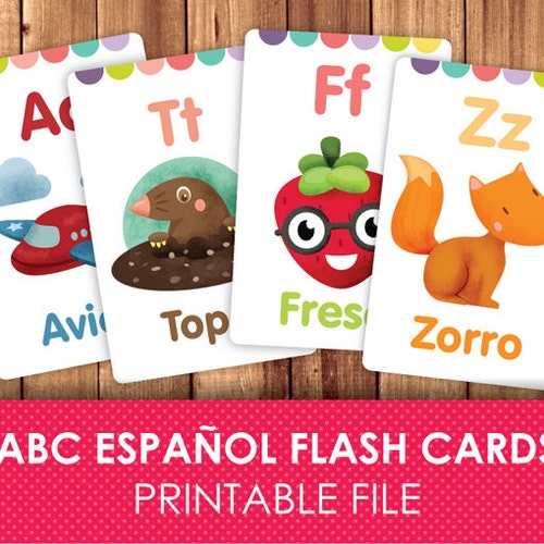 Spanish Alphabet Flash Cards Printable Alphabet Picture - Etsy