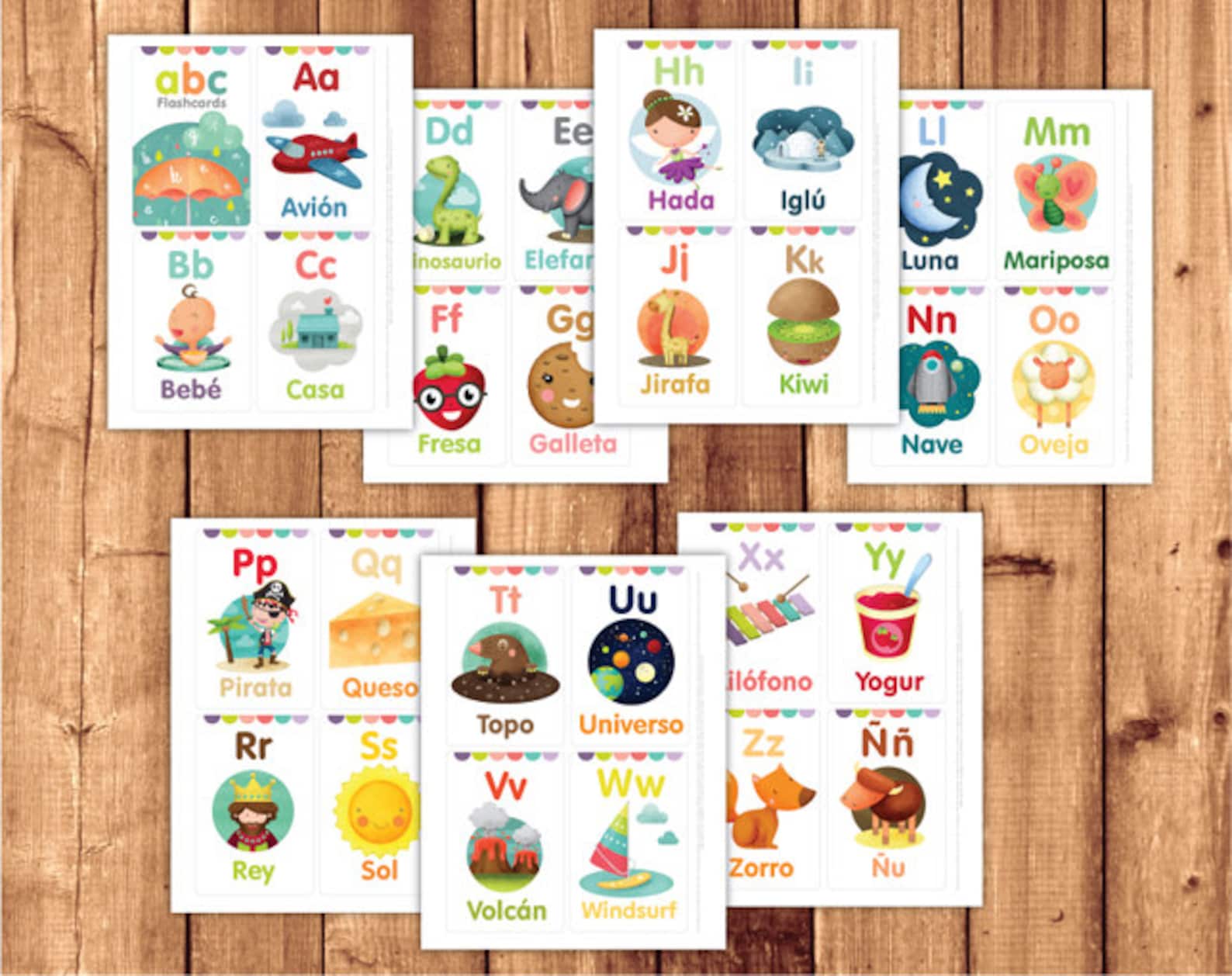 Spanish Flashcards for Kids / Printable Flash Cards / ABC Flash Cards ...