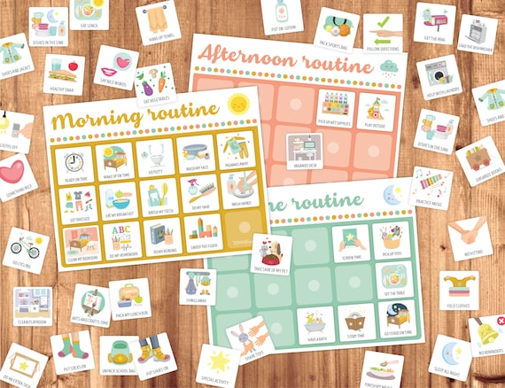 Daily Routine Printable Chart & Cards - Etsy