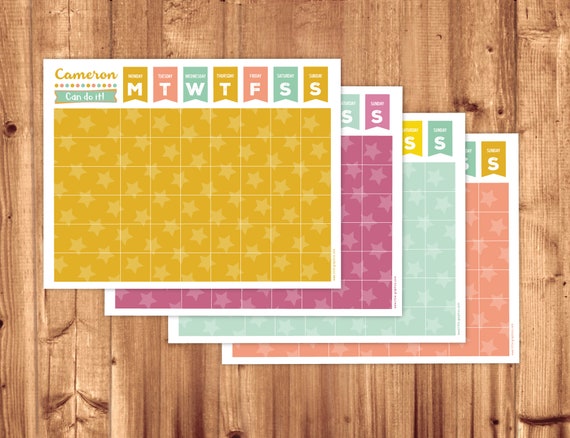 Printable Weekly Chart (4 Colors) by Little Graphics | Catch My Party