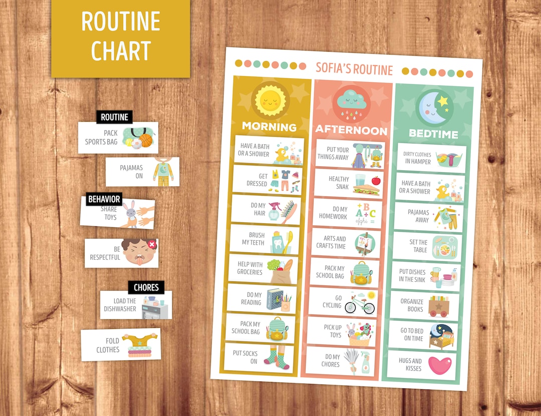 Daily Routine Printable Chart & Cards - Etsy