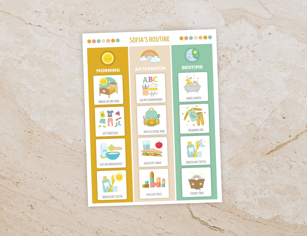 Daily Routine Printable Chart & Cards - Etsy