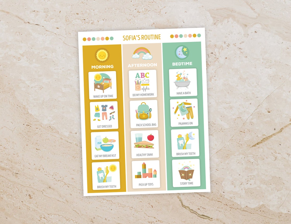 Daily Routine Printable Chart & Cards - Etsy