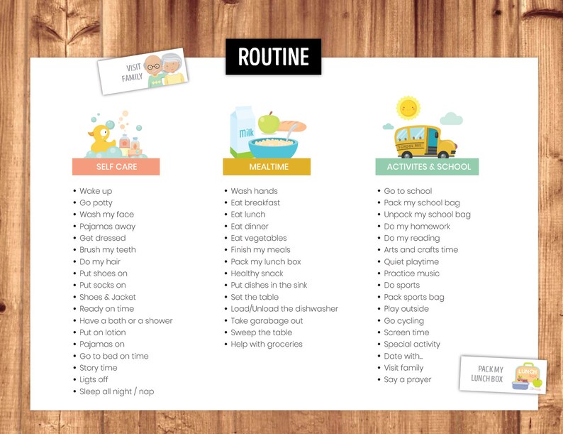 Daily Routine Printable Chart & Cards - Etsy
