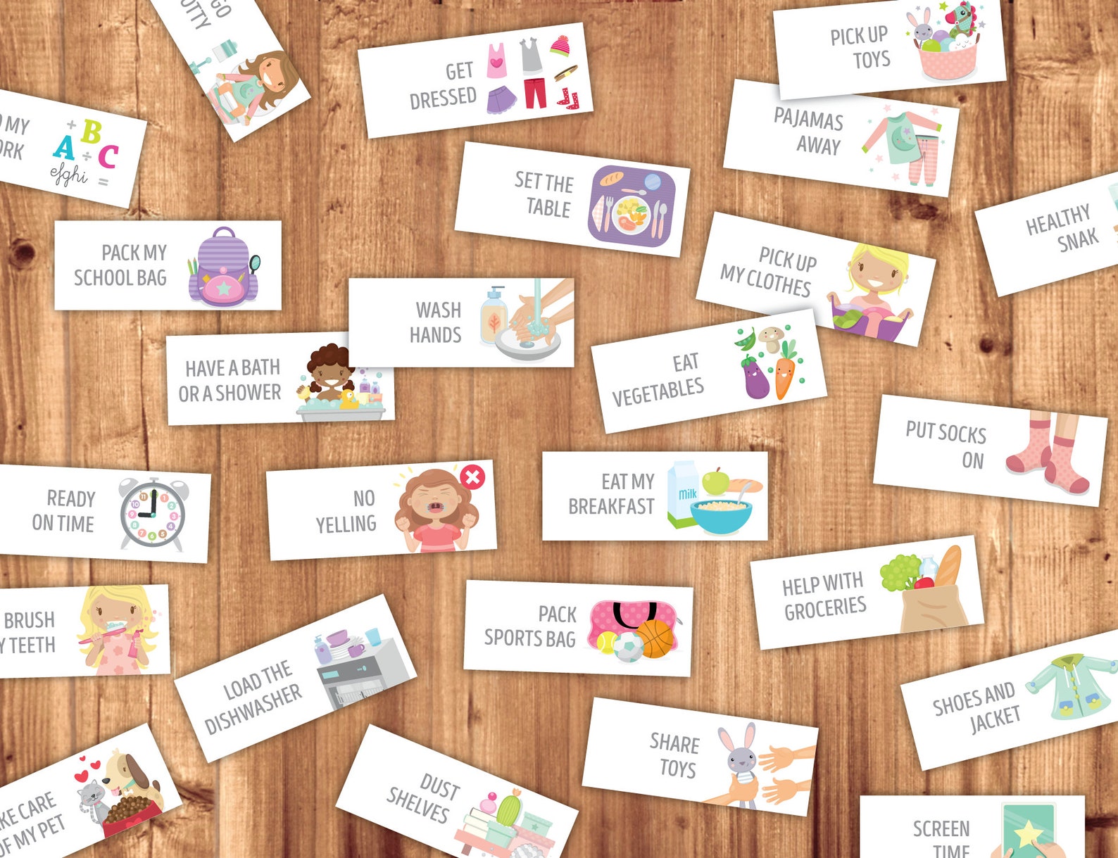 Daily Routine Printable Chart & Cards · Girl Pictures - Etsy