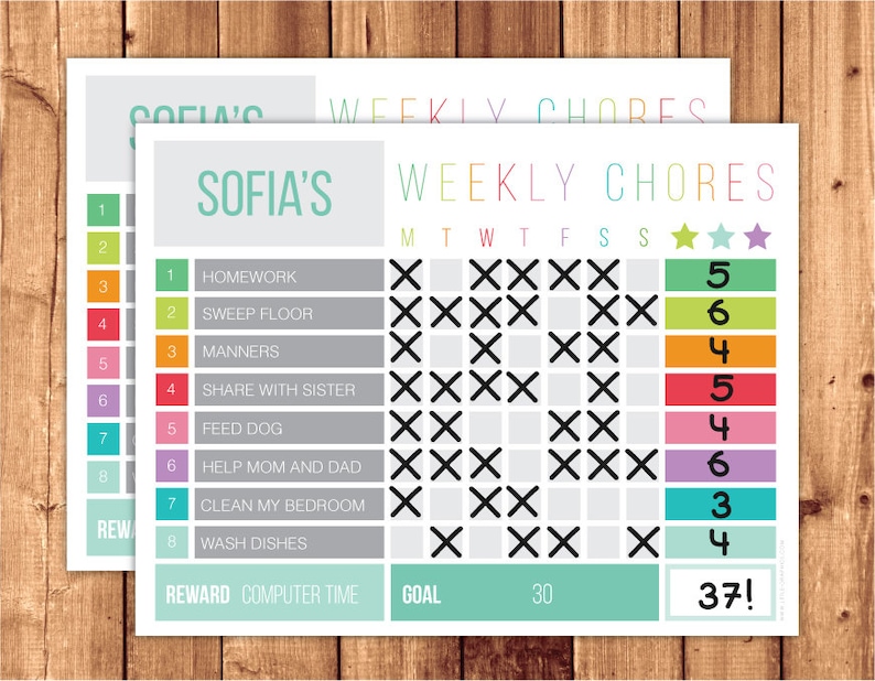 Printable Reward Chart / Printable Chore Chart / Chore Chart / Behavior ...