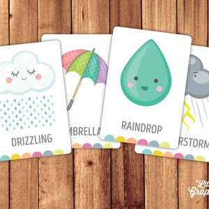Weather Flashcards / Lenguage Flash Cards / Vocabulary Cards - Etsy