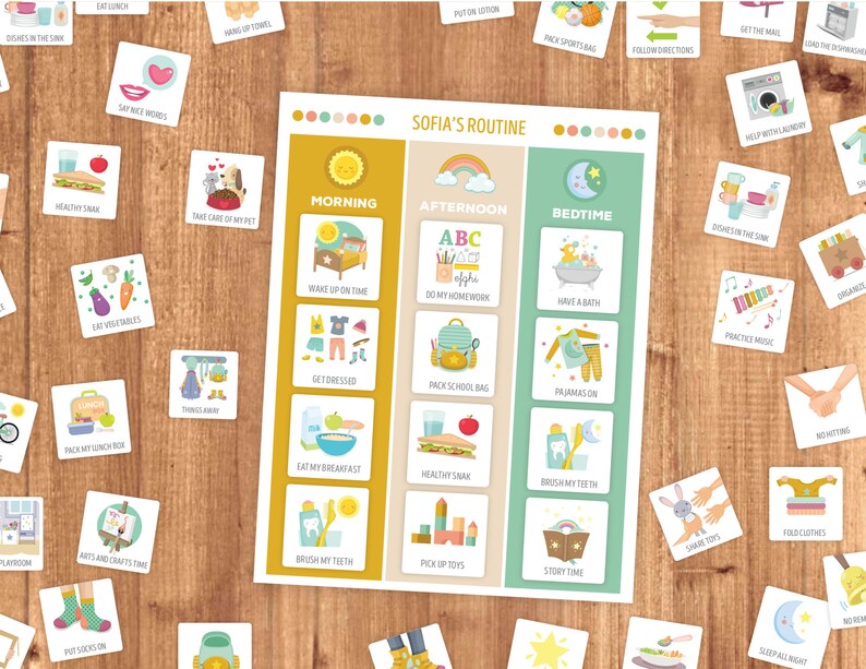 Daily Routine Printable Chart & Cards - Etsy