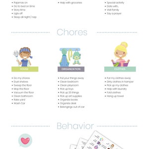Chore Chart, Reward Chart or Routine Chart + Chores, Behavior & Routine ...