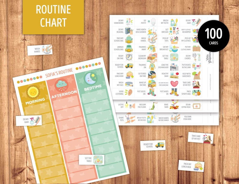 Daily Routine Printable Chart & Cards - Etsy