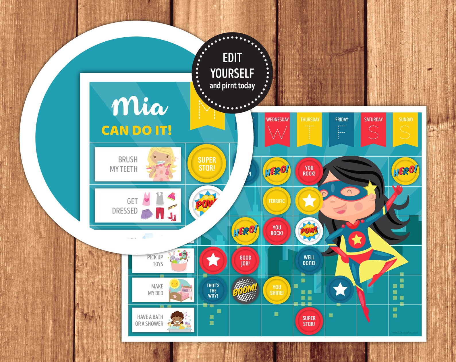 Chore Chart or Reward Chart Superhero Theme Printable | Etsy España