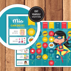 Chore Chart or Reward Chart · Superhero Theme · Printable Files - Etsy