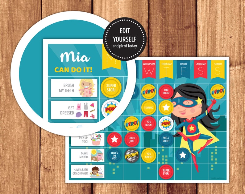 Chore Chart or Reward Chart Superhero Theme Printable | Etsy España
