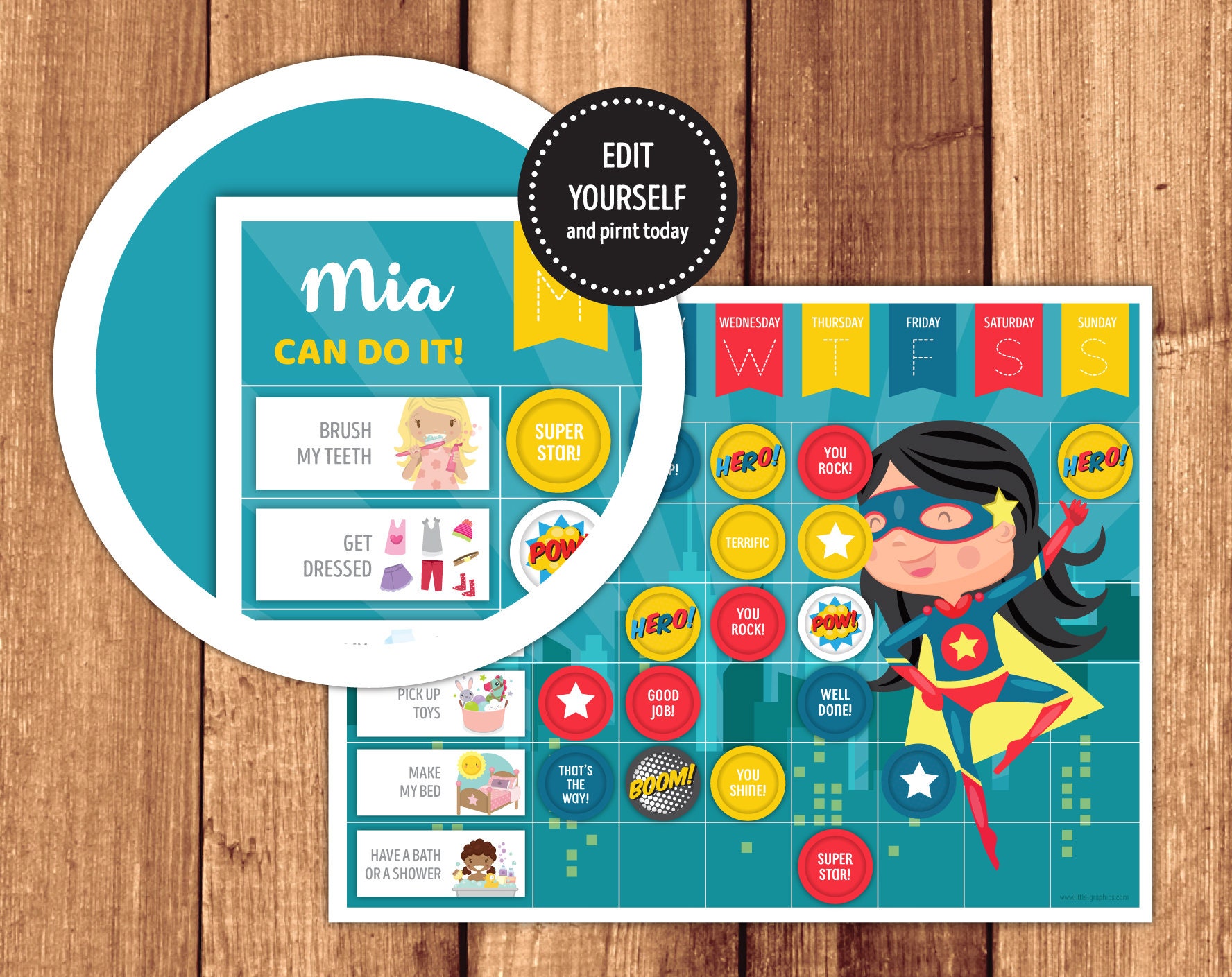 Chore Chart or Reward Chart Superhero Theme Printable | Etsy España