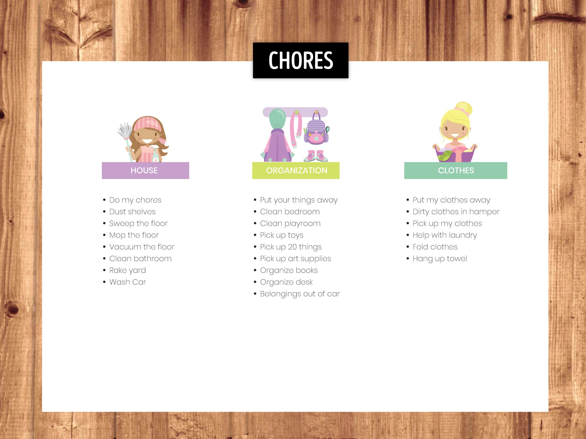 Daily Routine Printable Chart & Cards Girl Pictures | Etsy Canada