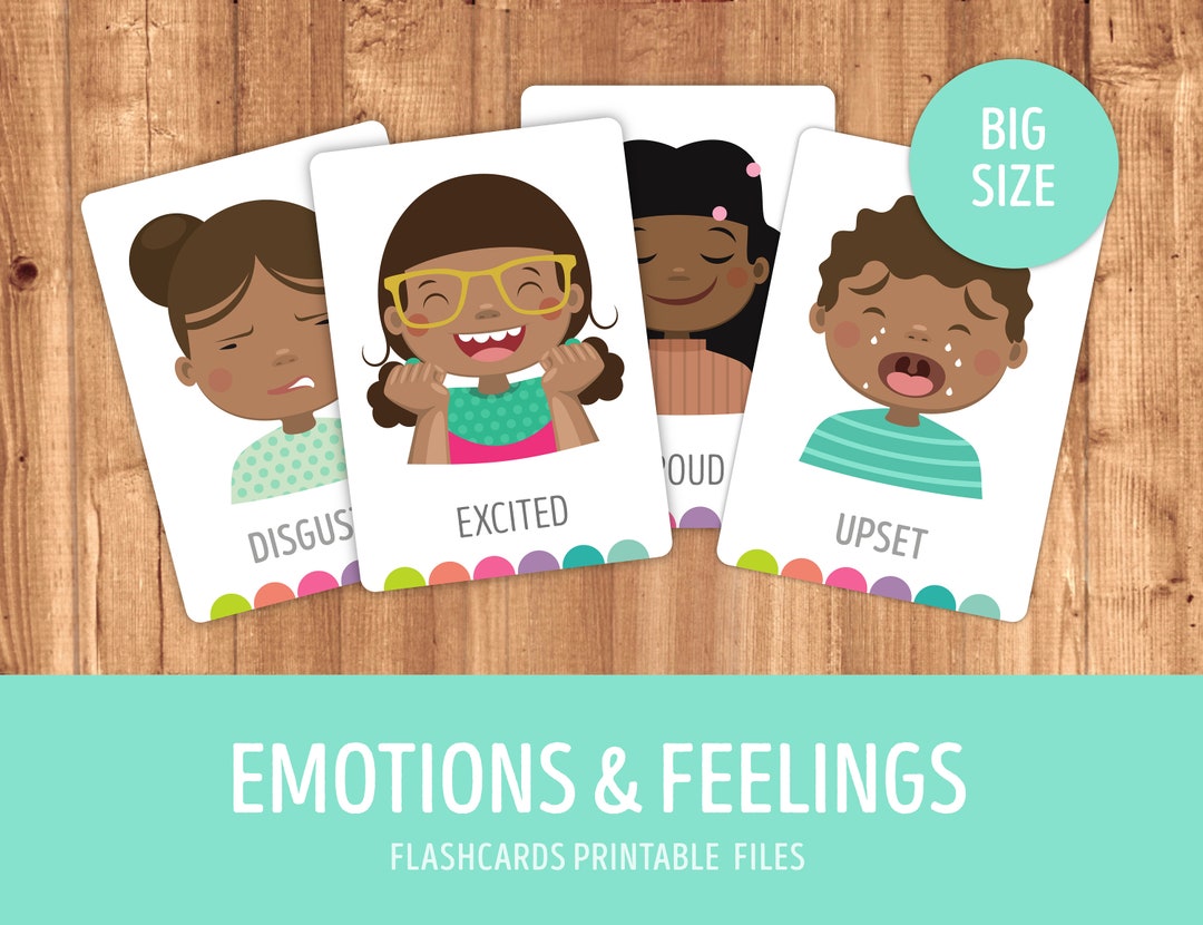 Emotion Flashcards for Children of Color, Printable Emotion Cards ...