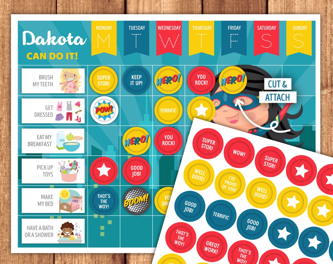 Chore Chart or Reward Chart Superhero Theme Printable | Etsy España