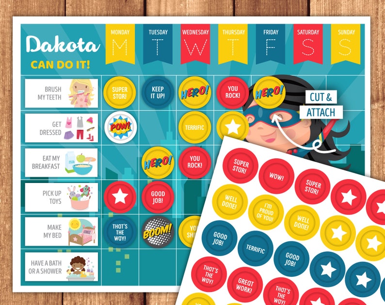 Chore Chart or Reward Chart Superhero Theme Printable - Etsy España