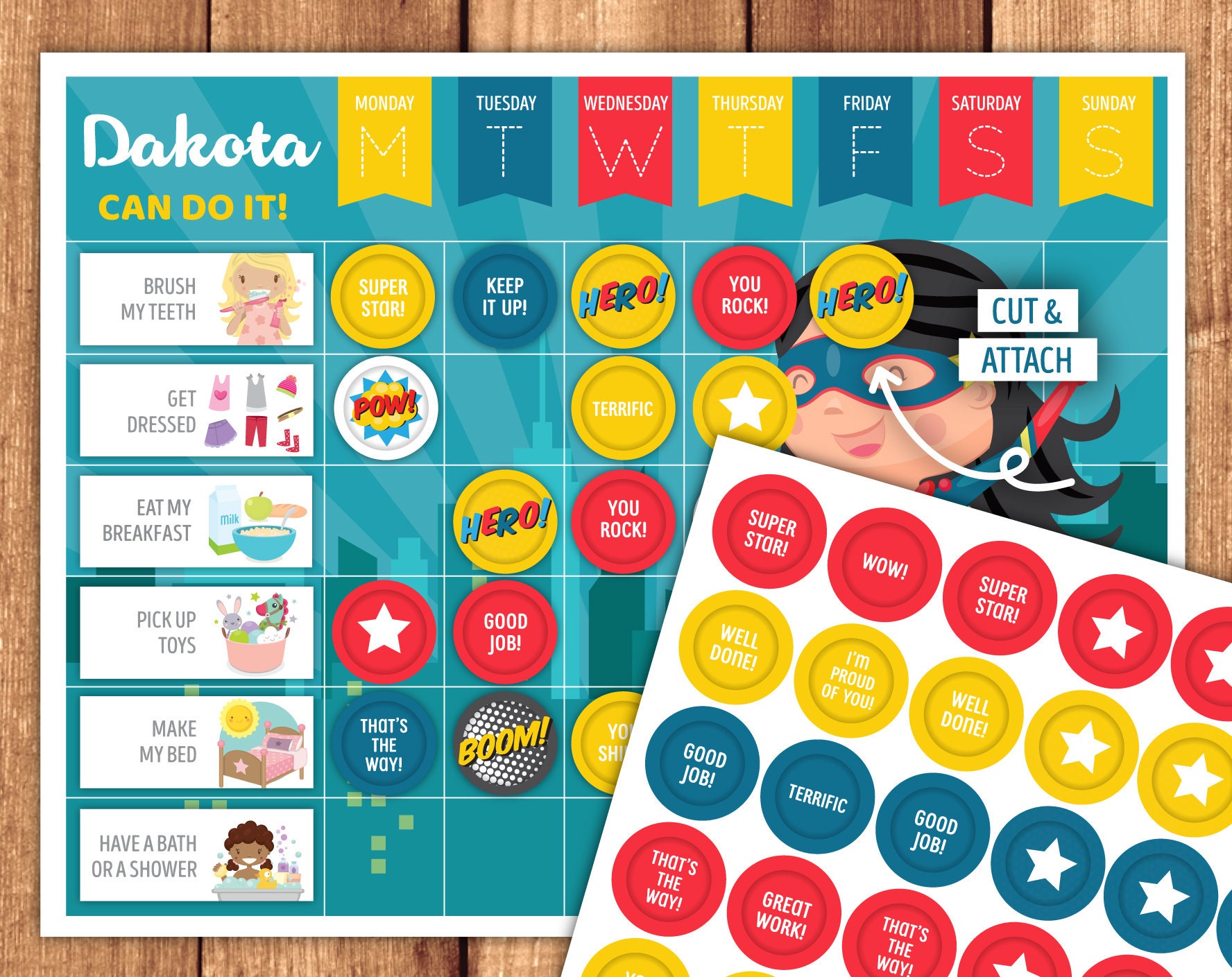 Chore Chart or Reward Chart Superhero Theme Printable | Etsy España