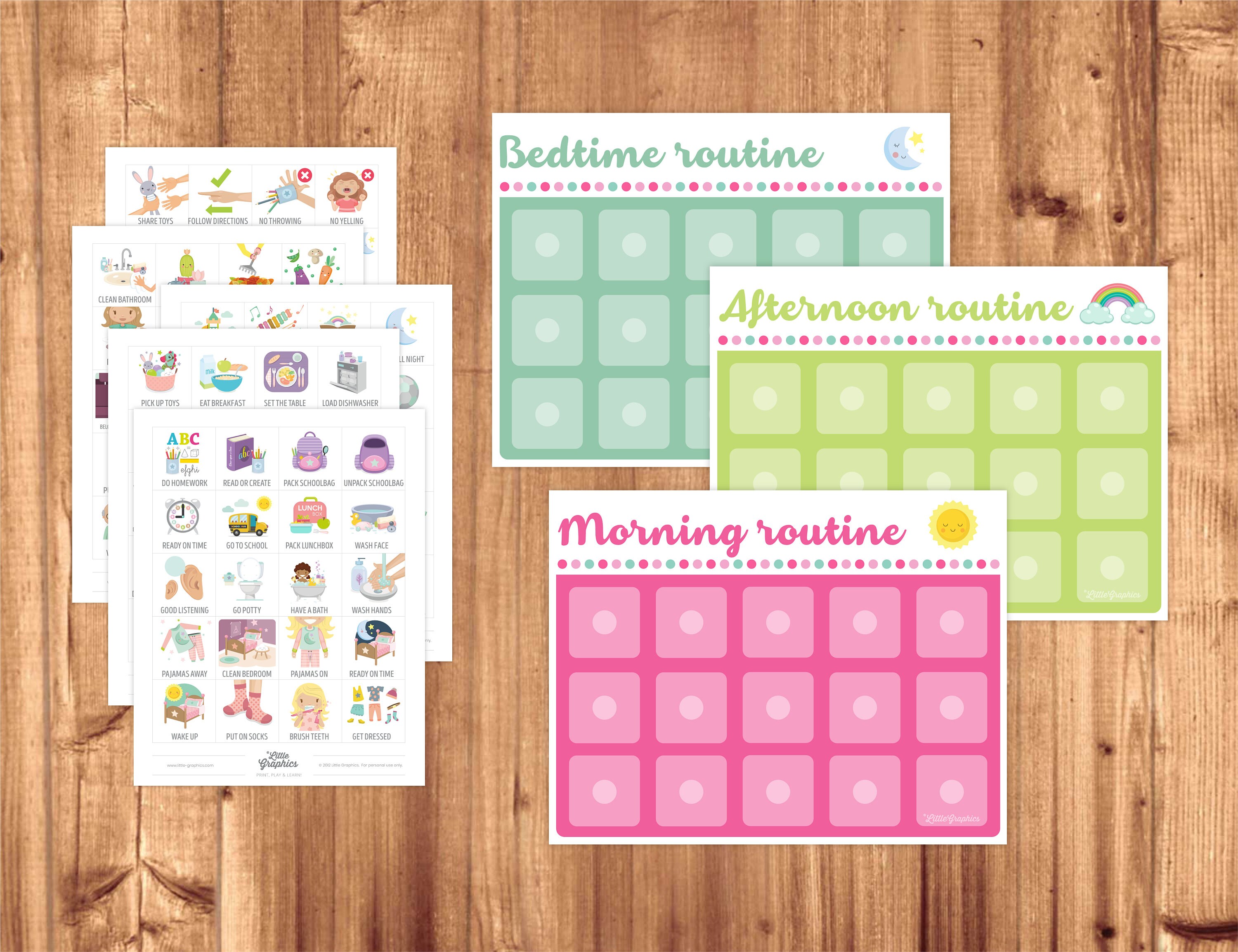 Daily Routine Printable Chart & Cards · Girl Pictures - Etsy Canada