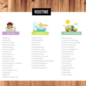 Daily Routine Printable Chart & Cards · Girl Pictures - Etsy
