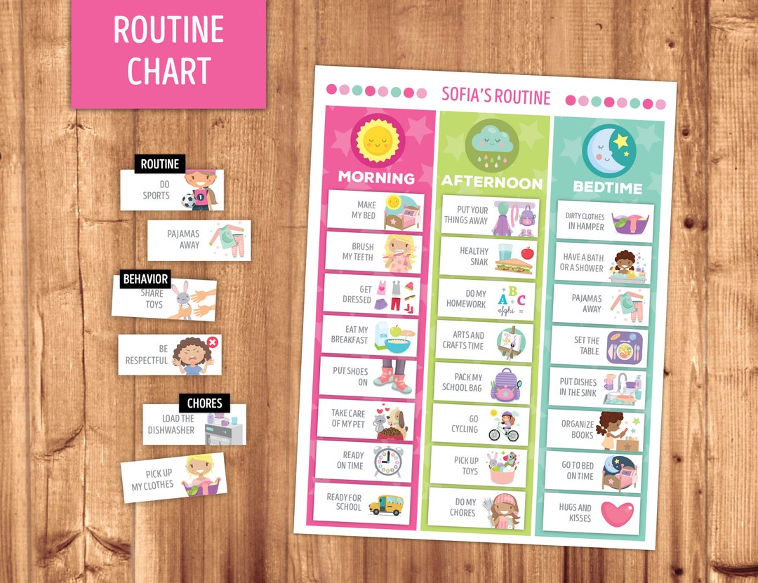 Daily Routine Printable Chart & Cards · Girl Pictures - Etsy