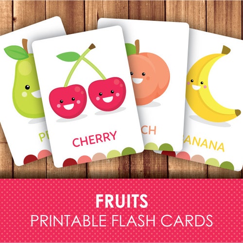 Fruit Flashcards for Kids Digital and Text Editable | Etsy