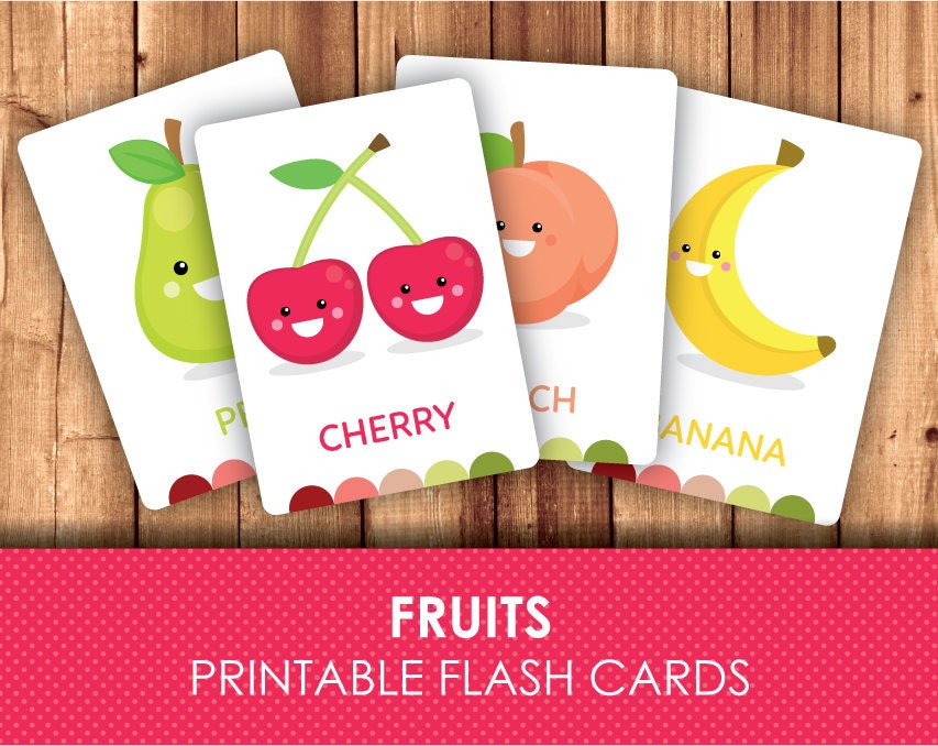 Fruit Flashcards for Kids Digital and Text Editable - Etsy