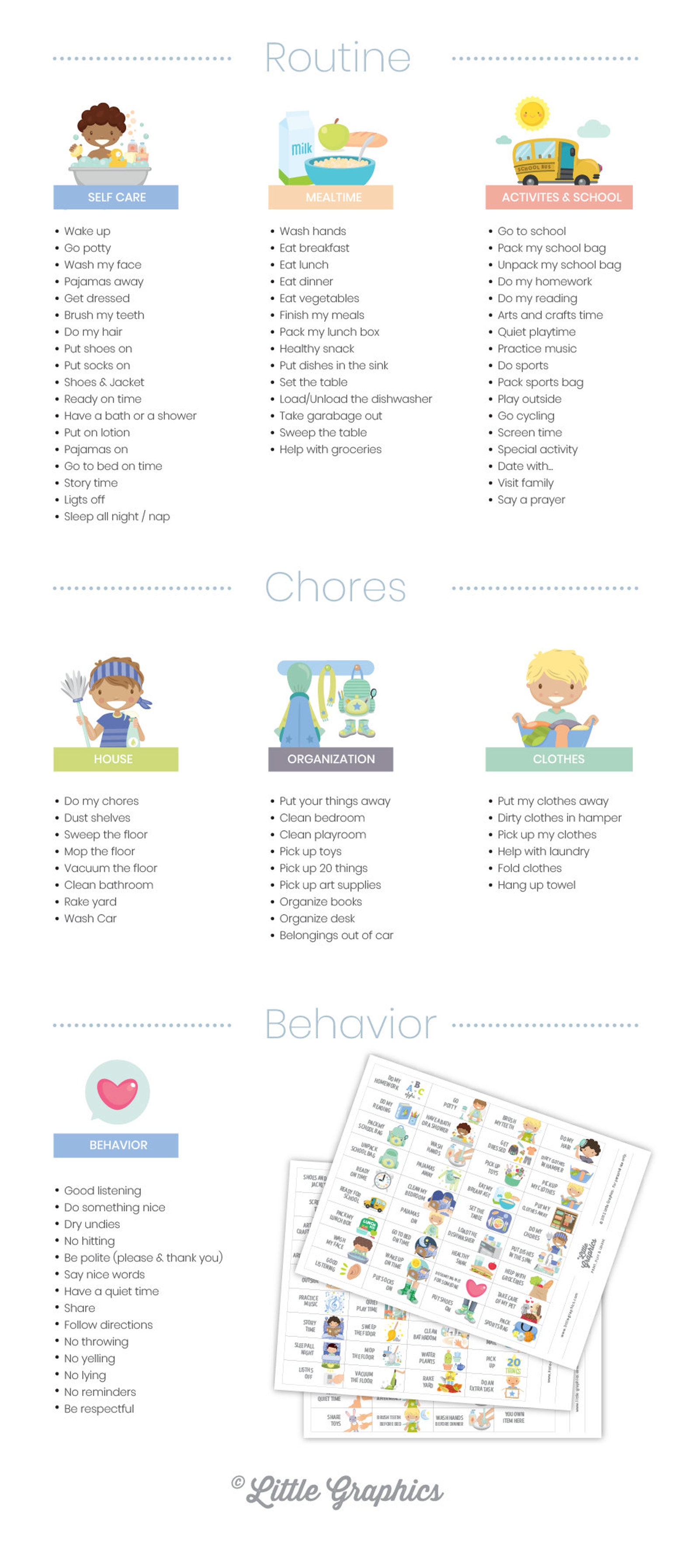 Chore Chart Reward Chart or Routine Chart Chores Behavior - Etsy