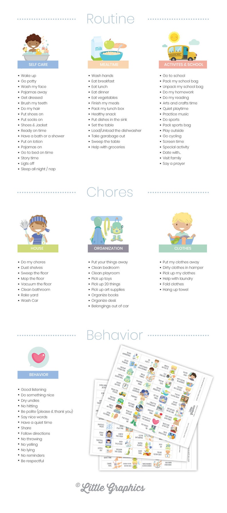 Chore Chart Reward Chart or Routine Chart Chores Behavior - Etsy