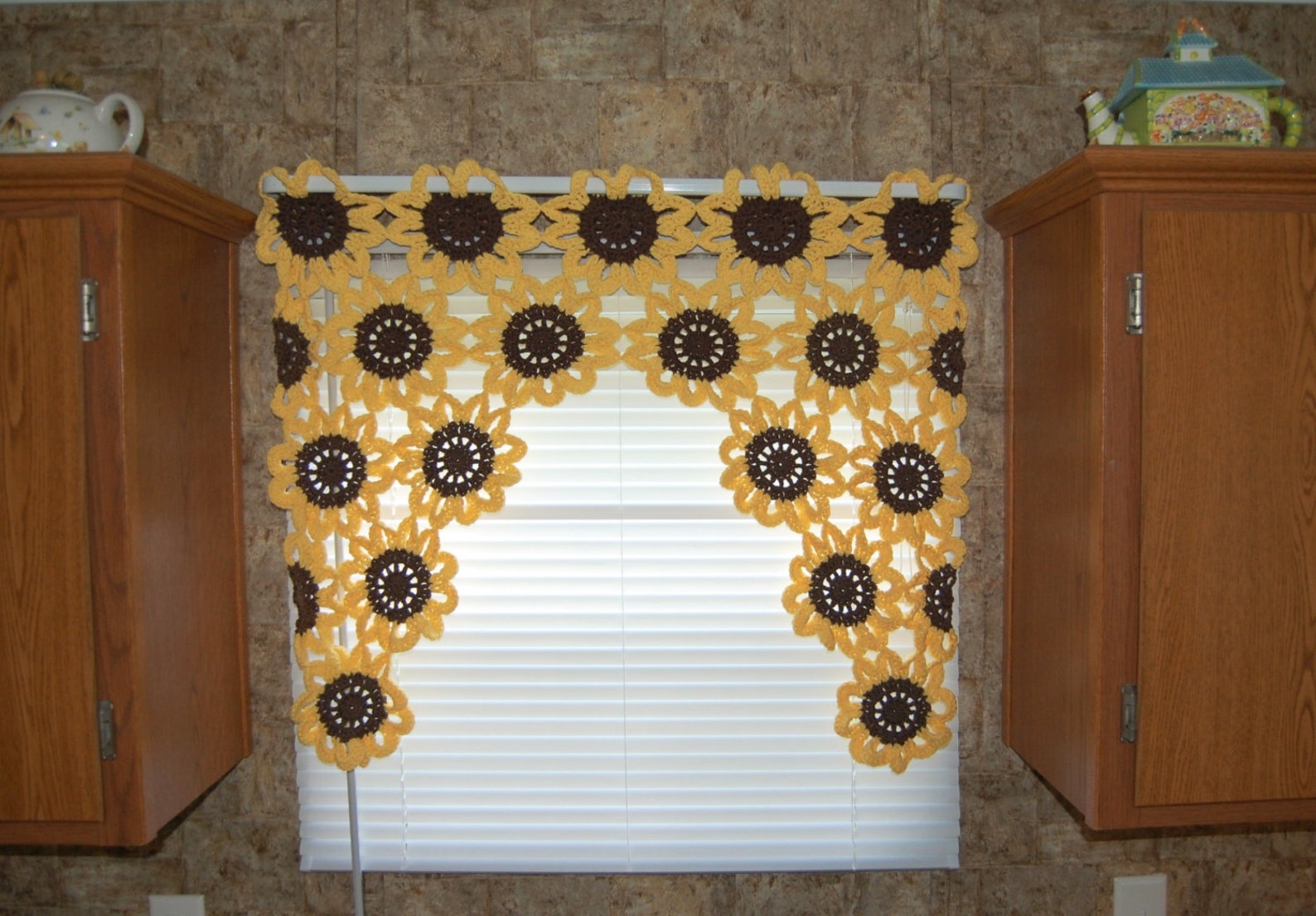 Sunflower Window Valance Sunflower Curtain Crochet Flower - Etsy