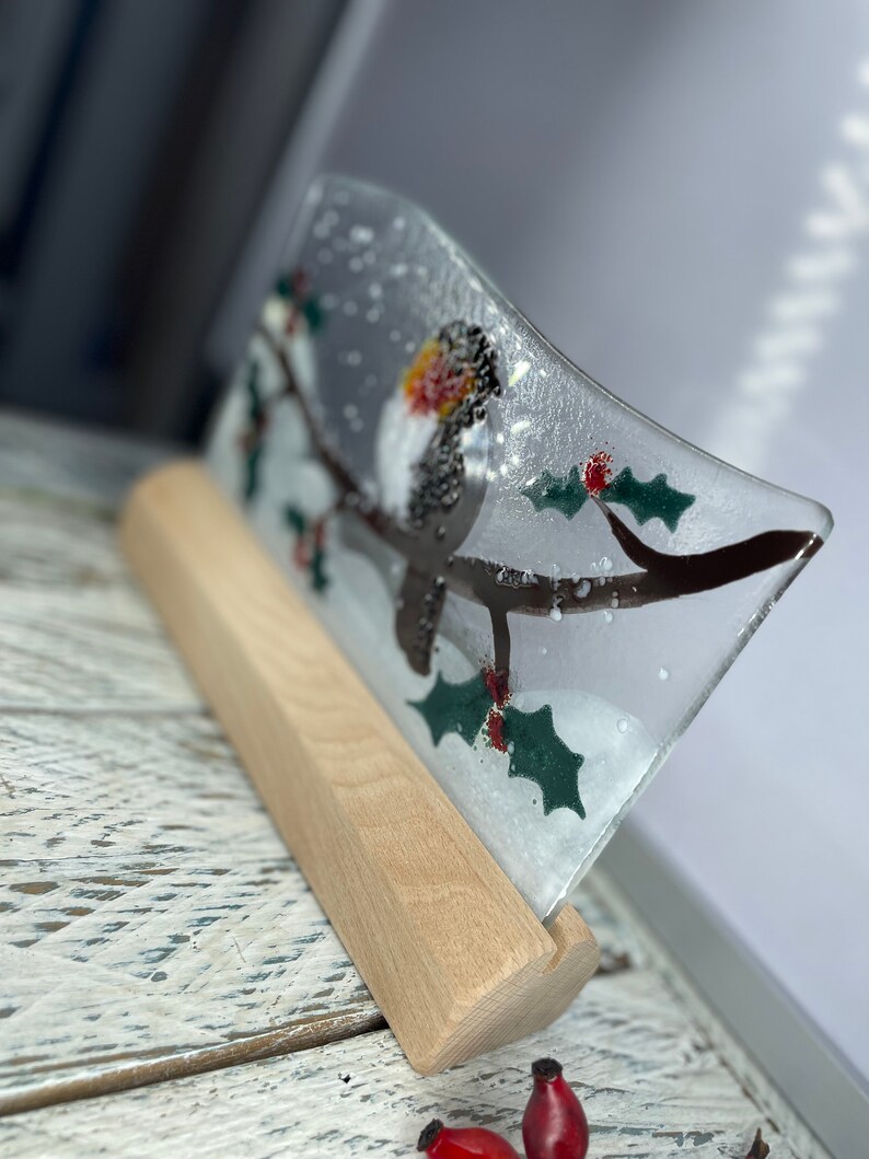 Mounted in Wooden Block Audrey Winter Robins - Etsy