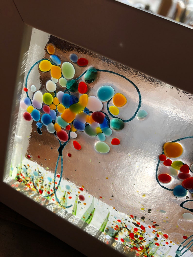 Fused Glass Box Framed Coed Enfys rainbow Trees Design - Etsy
