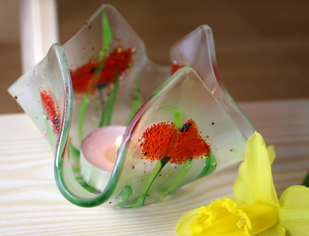 Alice - Glass Tea Lights - Poppies - Etsy