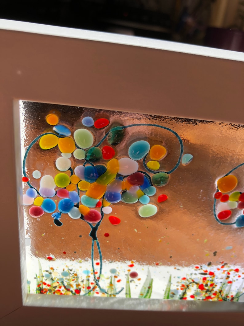 Fused Glass Box Framed Coed Enfys rainbow Trees Design - Etsy
