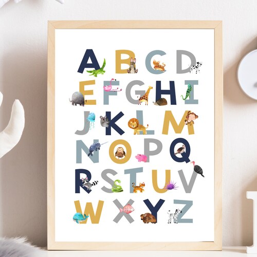Alphabet Wall Art ABC Print Alphabet Poster Playroom - Etsy