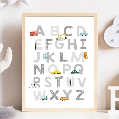 Transportation Alphabet Print Car ABC Letters Wall Art - Etsy