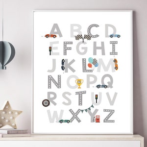 Race Car Decor - Alphabet - Baby Boy Nursery - Car Alphabet - ABC Wall ...