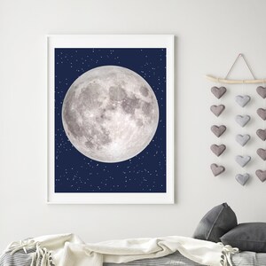 Moon Print Wall Art Moon Poster Full Moon Art Print Luna Poster Moon ...