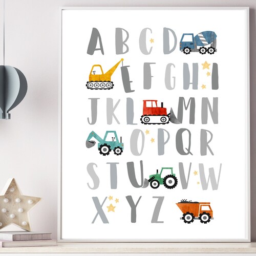 Construction ABC Posters Boy Nursery Alphabet Prints - Etsy