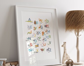 Animal Alphabet Print, PRINTABLE Wall Art, ABC Poster, Educational Art ...