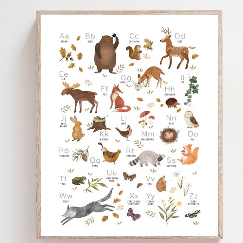 Animal Alphabet Poster Printable Wall Art ABC Poster - Etsy