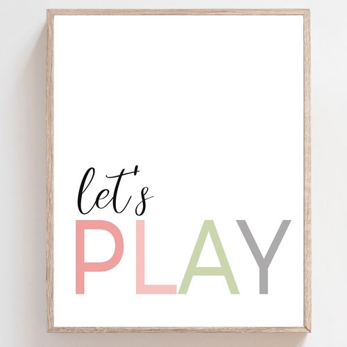 Lets Play Sign Playroom Wall Art Nursery Decor Family - Etsy