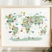 Animal World Map, Nursery Map, Educational Poster, Nursery Wall Decor ...