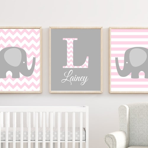 Pink and Grey Elephant Clipart Baby Girl Clip Art Set - Etsy