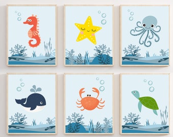 Sea Creatures Print - Etsy