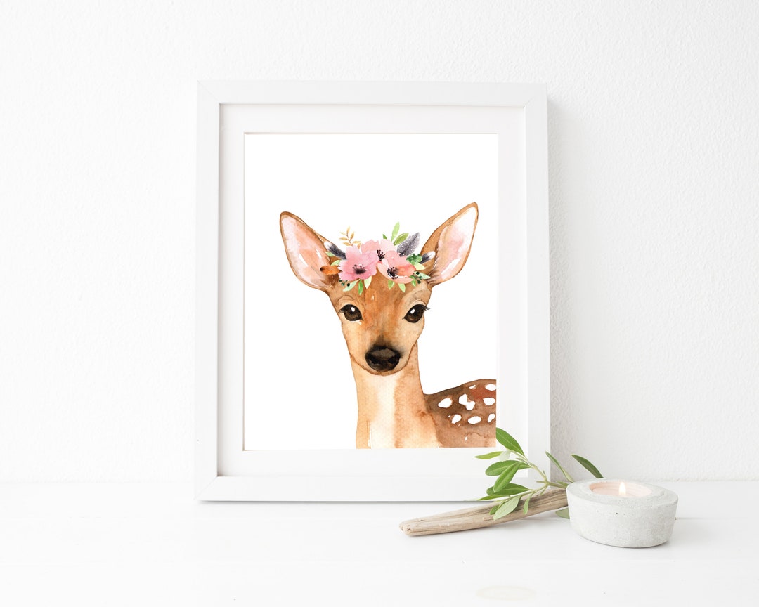 Deer Art Print Digital Prints Deer Wall Art Print Deer Nursery Art Deer ...