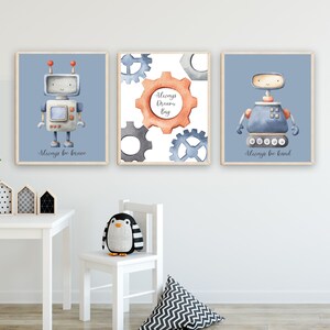 Robot Wall Art - Printable Wall Art- Robot Wall Decor - Blue Nursery ...