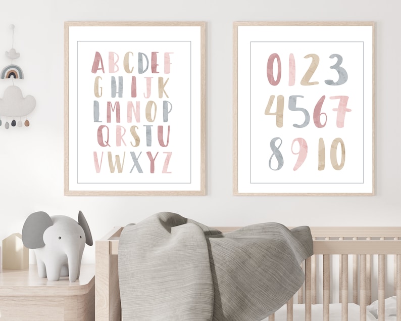Alphabet and Numbers Print Alphabet Poster Abc Poster | Etsy